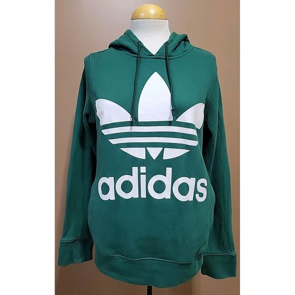 adidas | Tops | Adidas Originals Trefoil Green Hoodie Womens Hooded ...